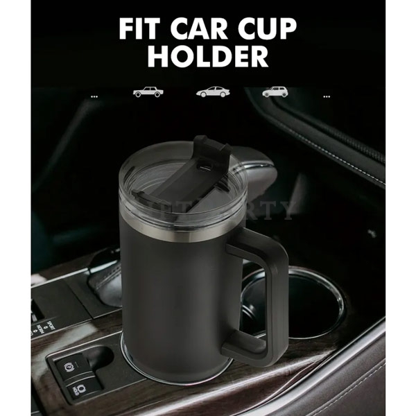 Customized Advertising Gift OEM ∣ Insulated Stainless Steel Tumbler with Handle and Straw ...