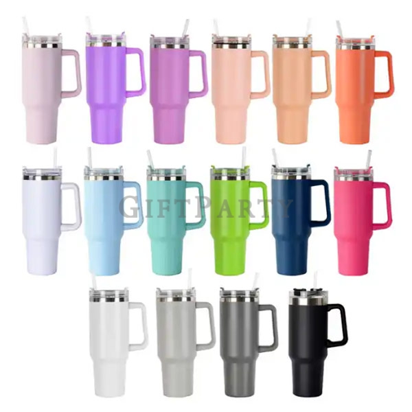 Customized Advertising Gift OEM ∣ Insulated Stainless Steel Tumbler with Handle and Straw ...