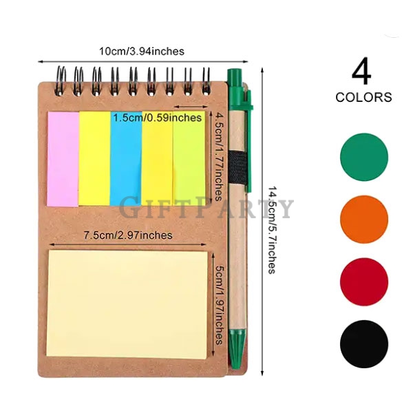 Custom Logo Sticky Notes Kraft Paper Cover Stationary Gift Set Notebook ...