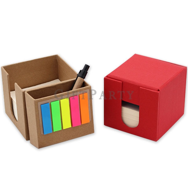Kraft Paper Sticky Note Box with Side Flip and Pen | Advertising Gifts ...