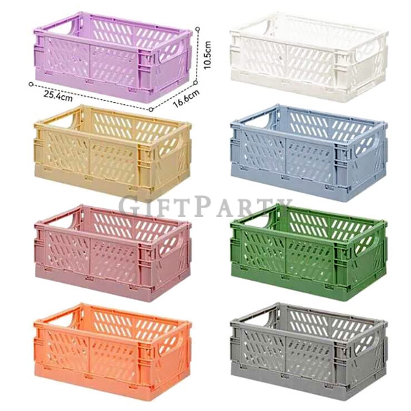 Organizer Desktop Foldable Crate Plastic Folding Storage Basket ...
