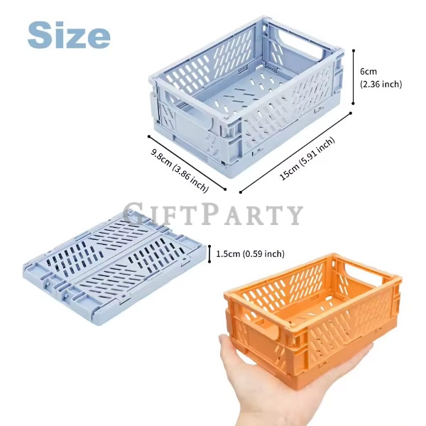 Small Organizer Desktop Foldable Crate Plastic Folding Storage Basket ...