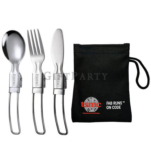 304 stainless steel folding tableware set,Picnic tableware, environmentally friendly tableware ...